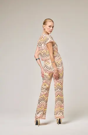 BTB LOS ANGELES Katya Straight-leg Sequin Knit Pants