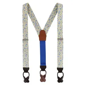 Trafalgar Weldon Floral Silk Suspenders And Bow Tie Bundle - Yellow With Light Blue