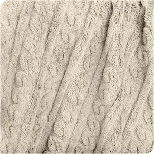 BARE HOME Cable Faux Shearling Throw Blanket - Oyster
