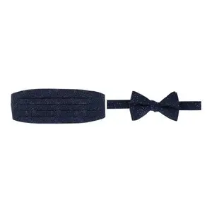 Trafalgar Mystere Metallic Star Light Cummerbund And Bow Tie Bundle - Navy