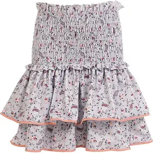 NESSI BYRD Floral Print Ruffled Swim Skirt