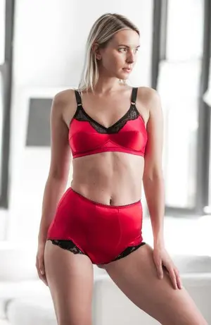 RAGO Light Shaping Panty With Comfort V-leg Lace Design - Red