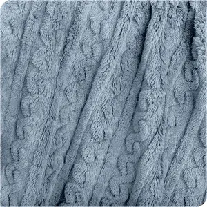 BARE HOME Cable Faux Shearling Blanket - Dusty Blue