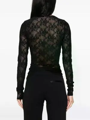 Imperial Lace Long Sleeve Top - Black