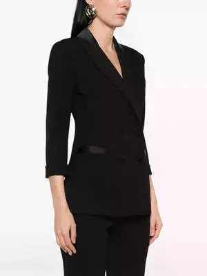 Imperial Double-breasted Collared Blazer - Black