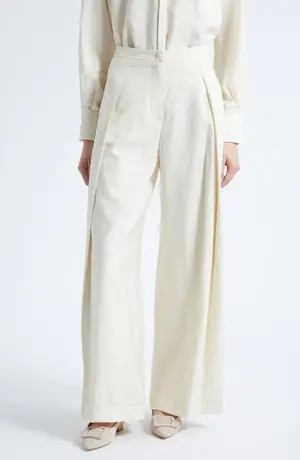 Emporio Armani Reverse Pleat Techno Rayon Wide Leg Pants