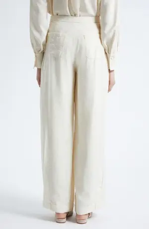 Emporio Armani Reverse Pleat Techno Rayon Wide Leg Pants