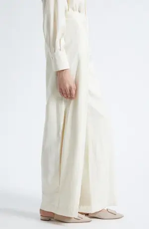 Emporio Armani Reverse Pleat Techno Rayon Wide Leg Pants
