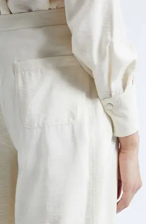 Emporio Armani Reverse Pleat Techno Rayon Wide Leg Pants