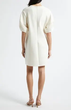 Emporio Armani Vanilla Mixed Media Cotton Blend Double Jersey Dress