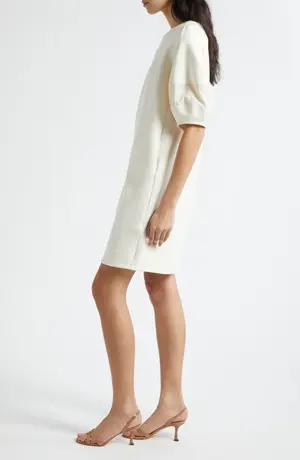 Emporio Armani Vanilla Mixed Media Cotton Blend Double Jersey Dress