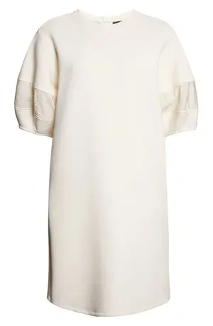 Emporio Armani Vanilla Mixed Media Cotton Blend Double Jersey Dress