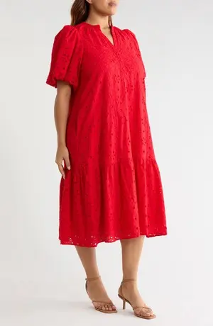 SUGARLIPS Embroidered Cotton Eyelet Dress