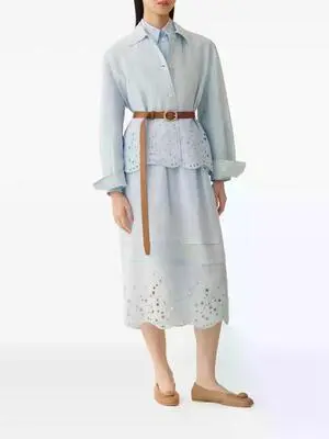 Fabiana Filippi Eyelet Drawstring Midi Skirt - Blue
