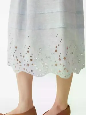Fabiana Filippi Eyelet Drawstring Midi Skirt - Blue