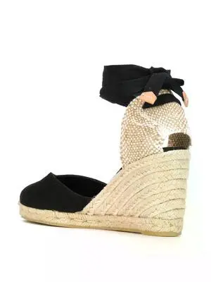 CastaÑer Lace-up Wedge Espadrilles - Black