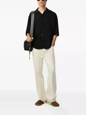 AMI Paris Short-sleeve Embroidered Shirt - Black