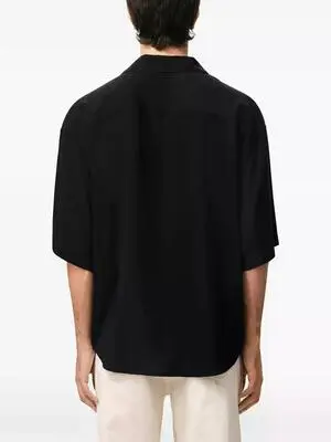 AMI Paris Short-sleeve Embroidered Shirt - Black