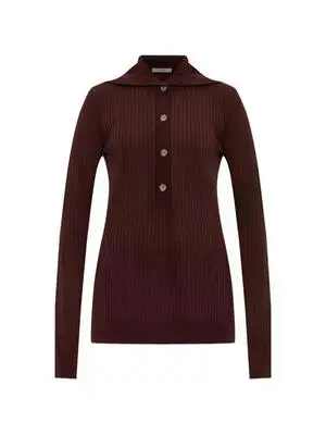 ENTIRE STUDIOS Ribbed Buttoned Polo - Brown