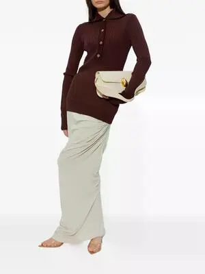 ENTIRE STUDIOS Ribbed Buttoned Polo - Brown