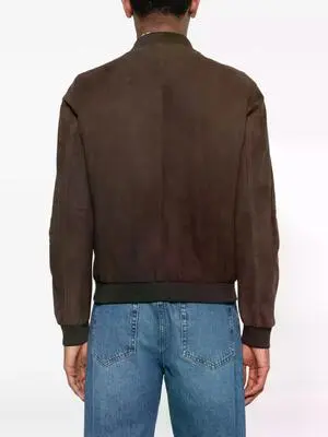 MOORER Suede Bomber Jacket - Brown