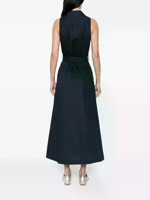 Woolrich Buttoned Belted Midi Shirt Dress - Blue
