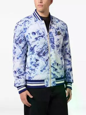 Philipp Plein Floral Skull Bomber Jacket