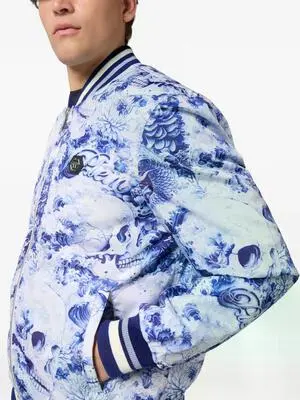 Philipp Plein Floral Skull Bomber Jacket
