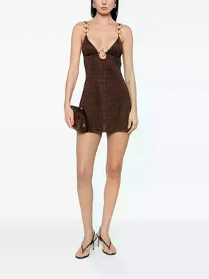 Oseree Lumière Ring-detail Mini Dress - Brown