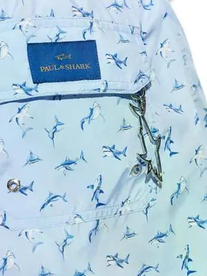 Paul & Shark Shark-print Swim Shorts - Blue