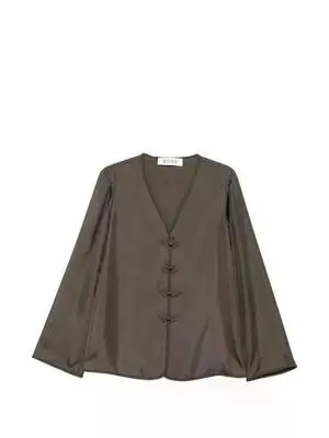 RÓHE Silk Blouse With Pankou Closure - Brown
