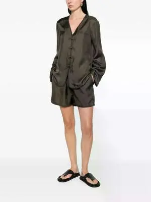 RÓHE Silk Blouse With Pankou Closure - Brown