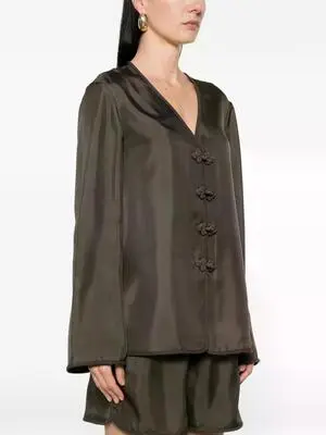 RÓHE Silk Blouse With Pankou Closure - Brown