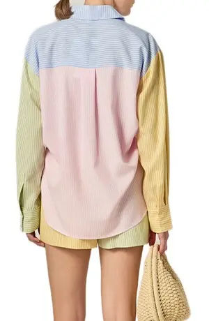 English Factory Colorblock Striped Oversized Button-up Shirt