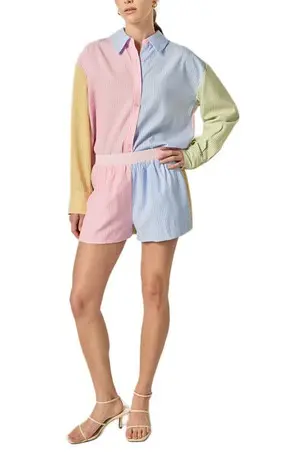 English Factory Colorblock Striped Oversized Button-up Shirt