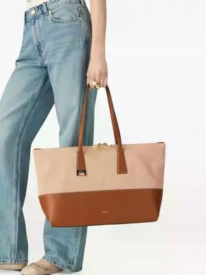 Furla Olivia Canvas And Leather Tote Bag - Neutrals