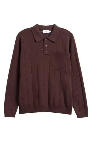 Topman Pointelle Long Sleeve Polo