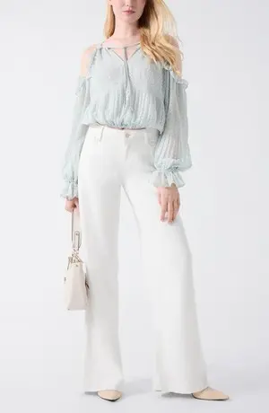Guess Emilia Clip Dot Cold Shoulder Top