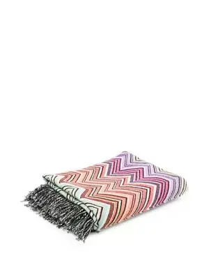Missoni Perseo Fringed Zigzag Throw Red