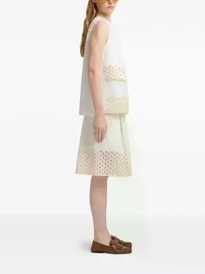Marni Gabardine Shorts With Broderie Anglaise Panels - White