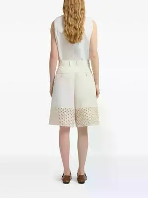 Marni Gabardine Shorts With Broderie Anglaise Panels - White