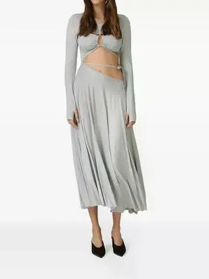PNK Cutout Long-sleeve Midi Dress - Grey