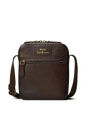 Polo Ralph Lauren Pebbled Leather Messenger Bag - Brown