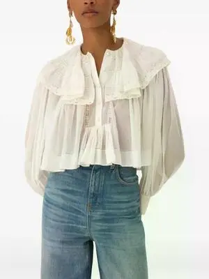 Chloé Ruffled Lace Blouse - White