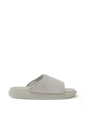 Y3 Logo-detail Suede Slides - Grey