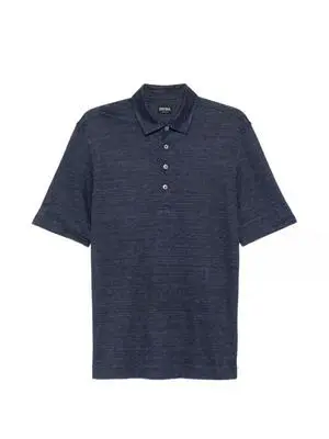 Zegna Button-up Polo Shirt - Blue