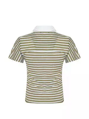 GOLDEN GOOSE Striped Cotton Jersey Polo T-shirt With Contrast Collar - Neutrals