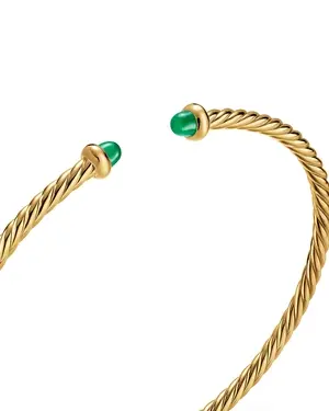 David Yurman 18k Yellow Gold Cablespira Flex Bracelet With Emeralds - Emerald/gold
