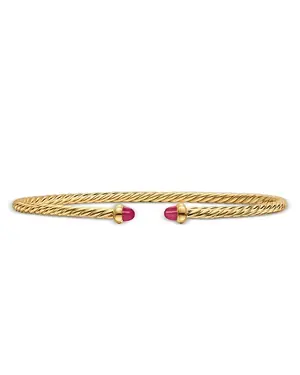 David Yurman Micro Cablespira Flex Bracelet Ruby/gold