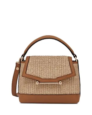 Strathberry Mosaic Nano Small Woven Raffia Crossbody Bag - Chestnut